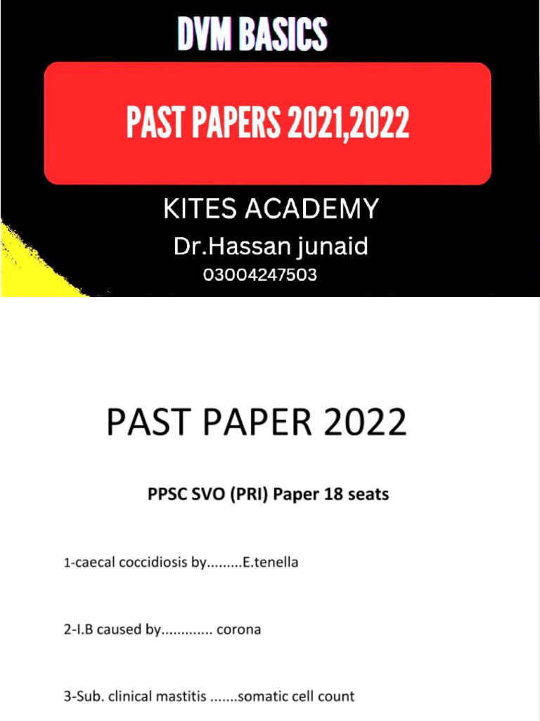 DVM Past Papers by DR - Hassan | PDF