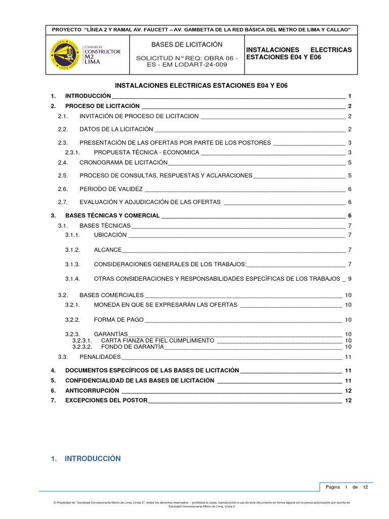 Licitación: Instalaciones Eléctricas E04-E06 | PDF | Outsourcing