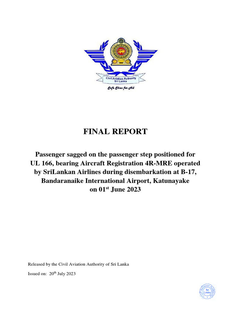 SriLankan Airlines Passenger Incident Report | PDF | Flight Attendant ...