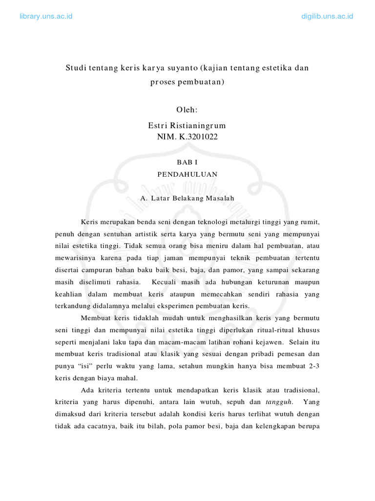 Kajian Tentang Estetika Dan Pembuatan Keris | PDF | Ilmu Sosial