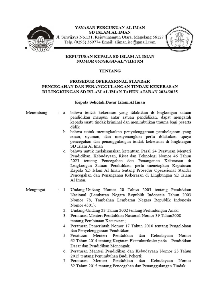 SOP Pencegahan Kekerasan | PDF