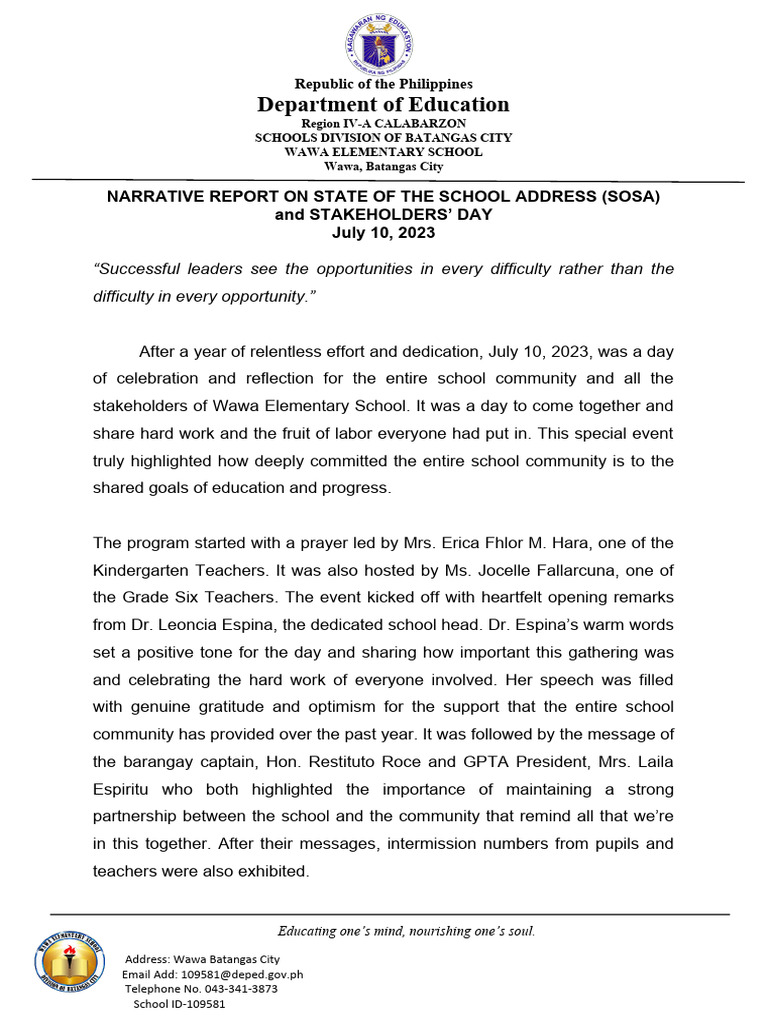 Narrative Report - Sosa Only | PDF | Wellness