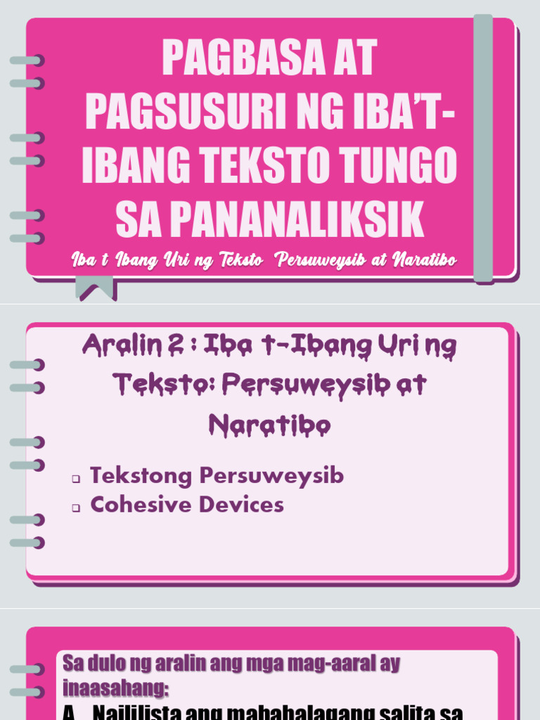 Iba'T-Ibang Uri NG Teksto Persuweysib at Naratibo | PDF