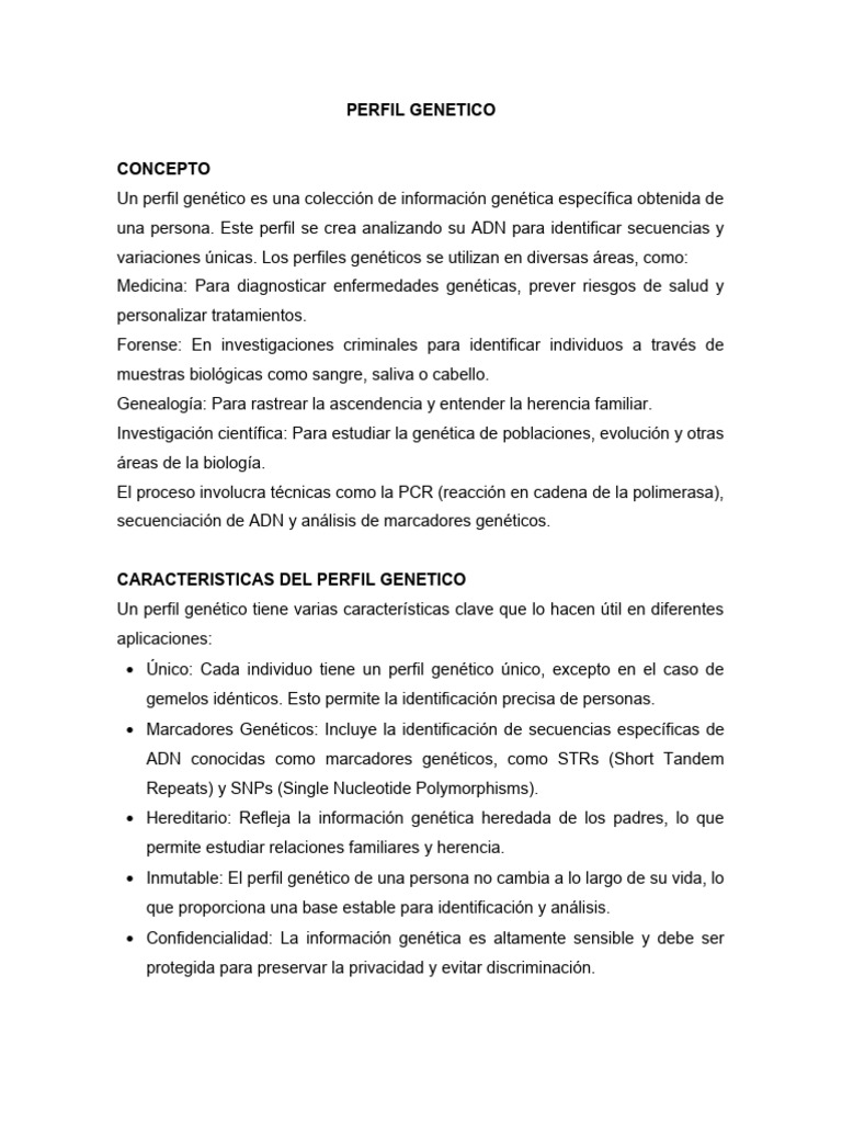 Qué es un perfil genético | PDF | Perfiles de ADN | Farmacogenómica