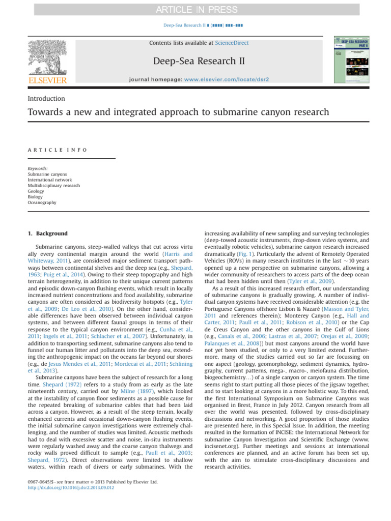 Integrated Submarine Canyon Research | PDF | Benthic Zone | Geomorphology