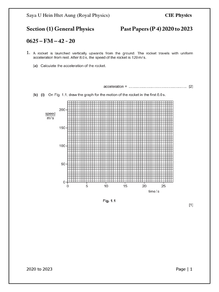 CIE Physics Formula Sheet 2020-2023 | PDF | Science & Mathematics