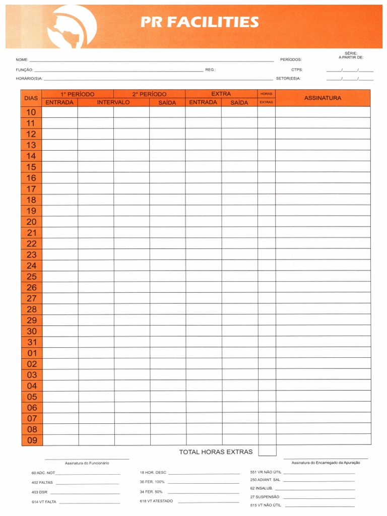 Folha de Ponto PR | PDF