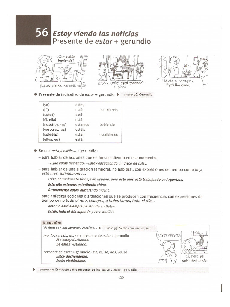 Estar Gerundio Gramatica de Uso Del Espanol | PDF