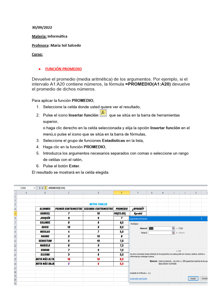 Función Promedio | PDF | Función (Matemáticas) | Informática
