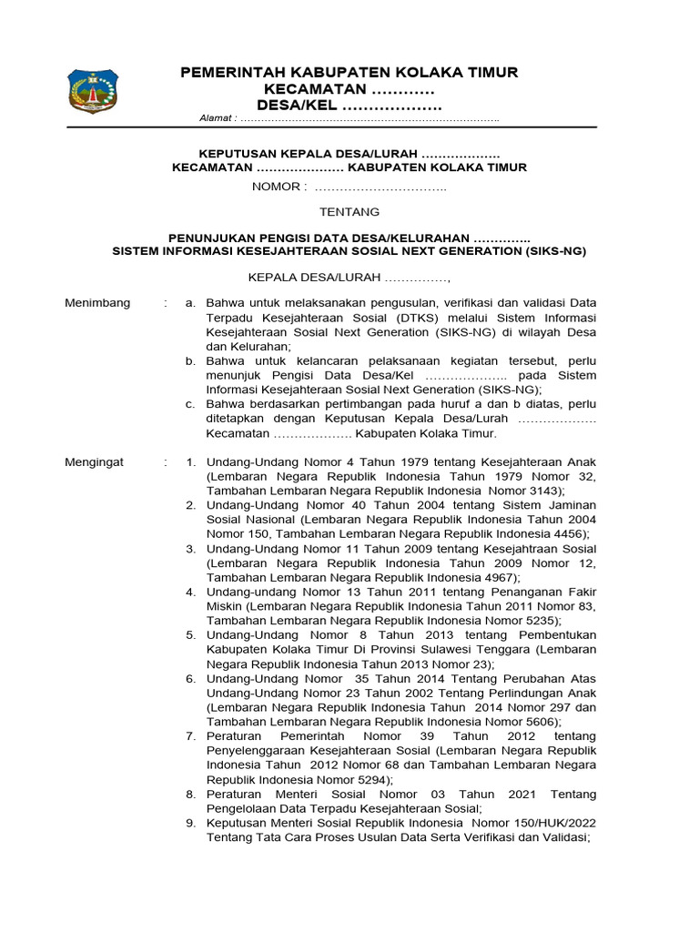 SK Pengelola Dtks Desa-Kel-1 | PDF | Ilmu Sosial