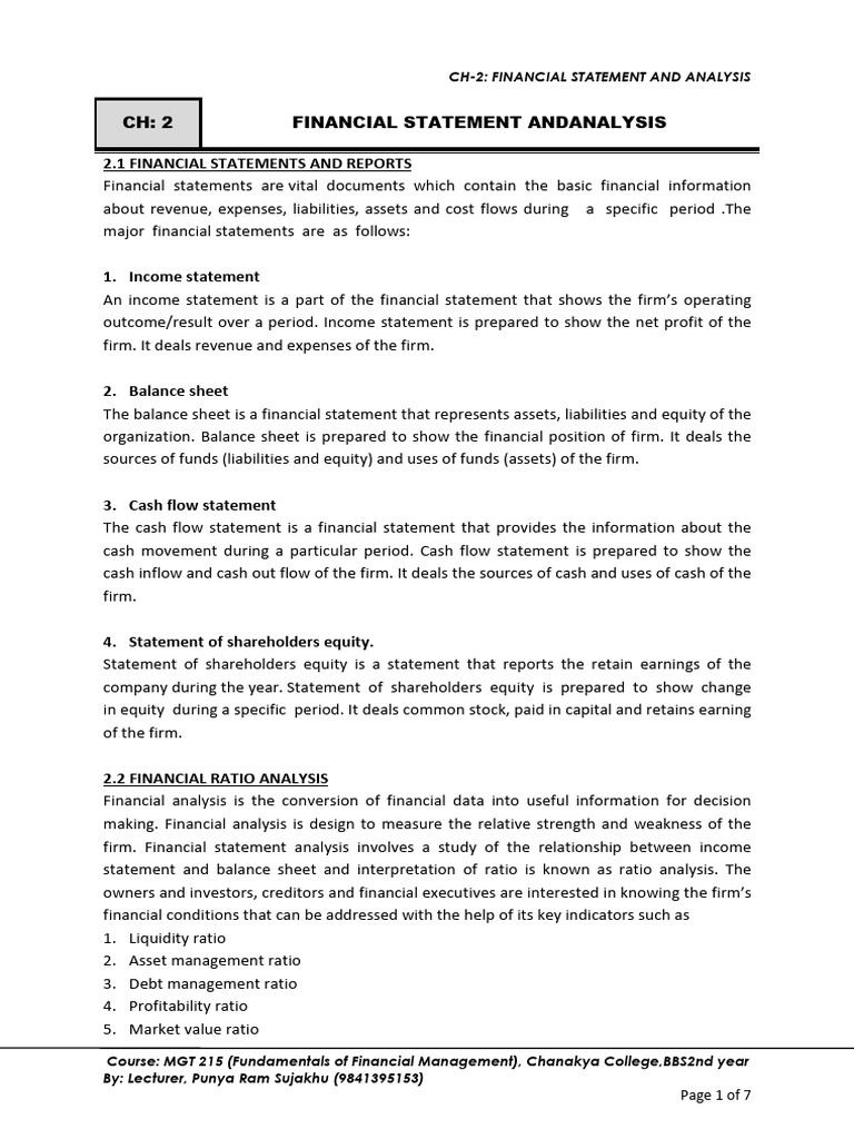 CH2-Financial Statement Analysis-Theories and Formula | PDF | Equity (Finance) | Balance Sheet