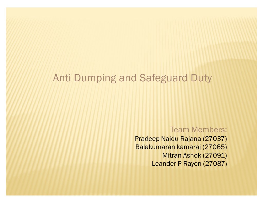 Anti Dumping and Safeguard Duty | Dumping (Pricing Policy ...