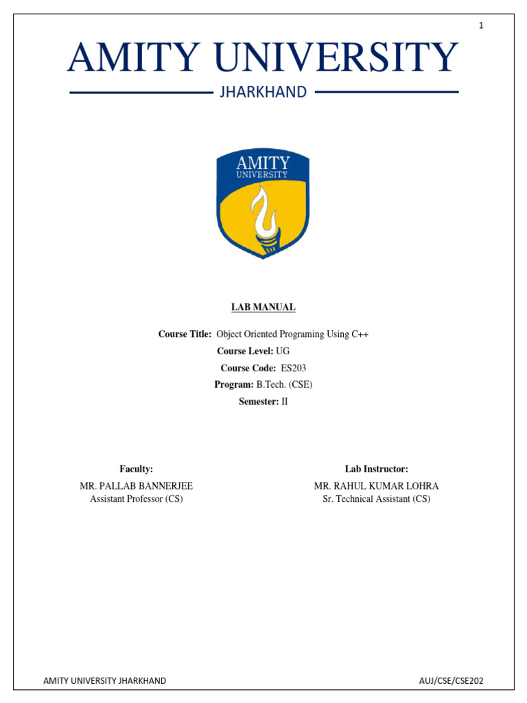 2 Btech Cse Es203 Object Oriented Programing Using C Pdf