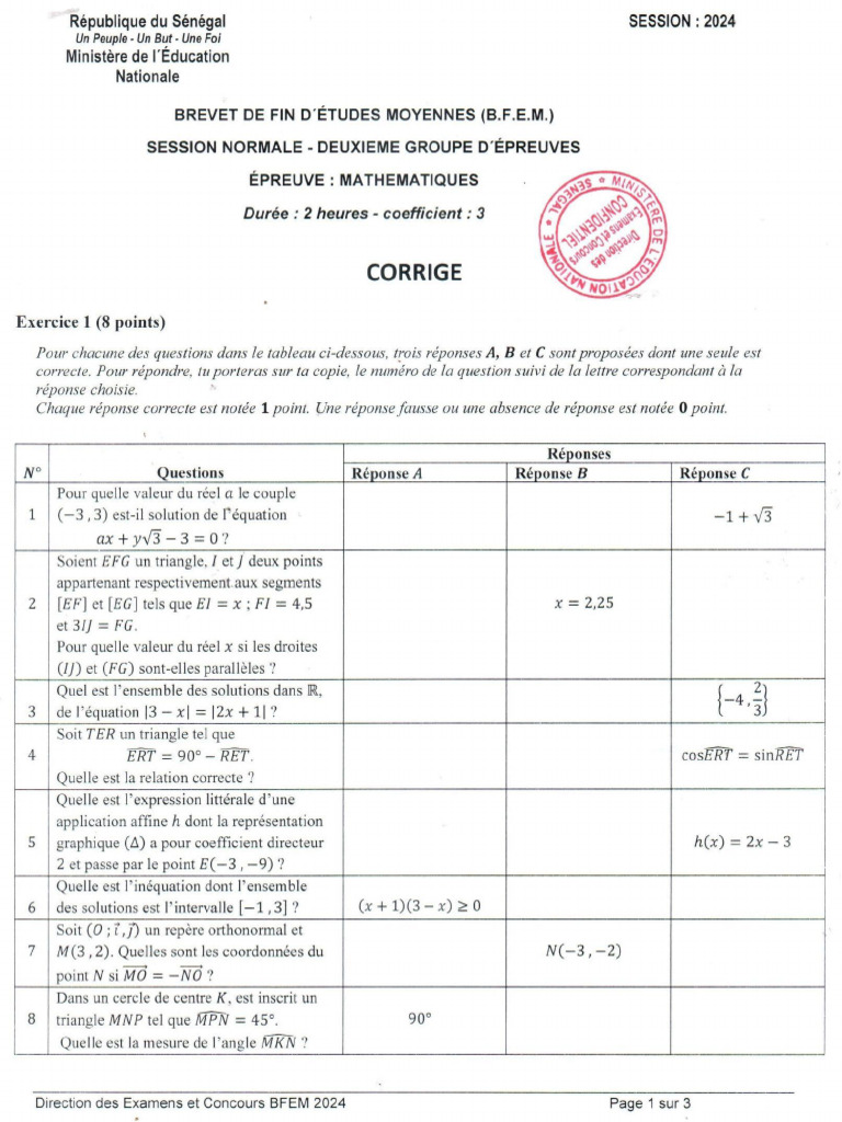 Corrige Math g2 | PDF