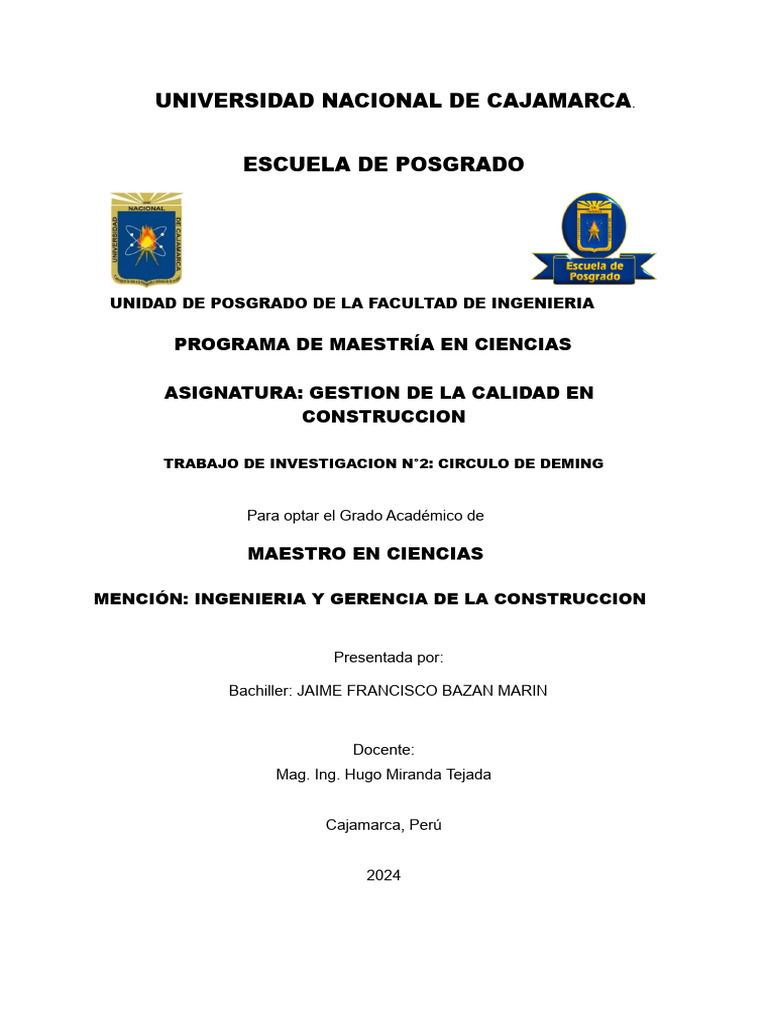 Circulo de Deming | PDF | Calidad (comercial) | Planificación