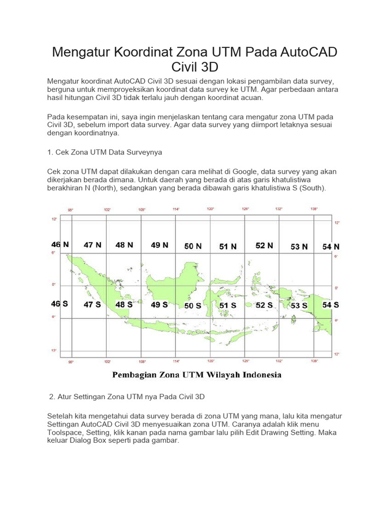 Mengatur Koordinat Zona UTM Pada AutoCAD Civil 3D | PDF | Komputer