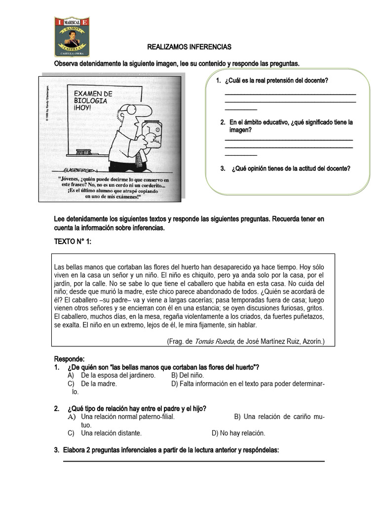 LECTURAS DE INFERENCIAS (5) | PDF | Ensayos