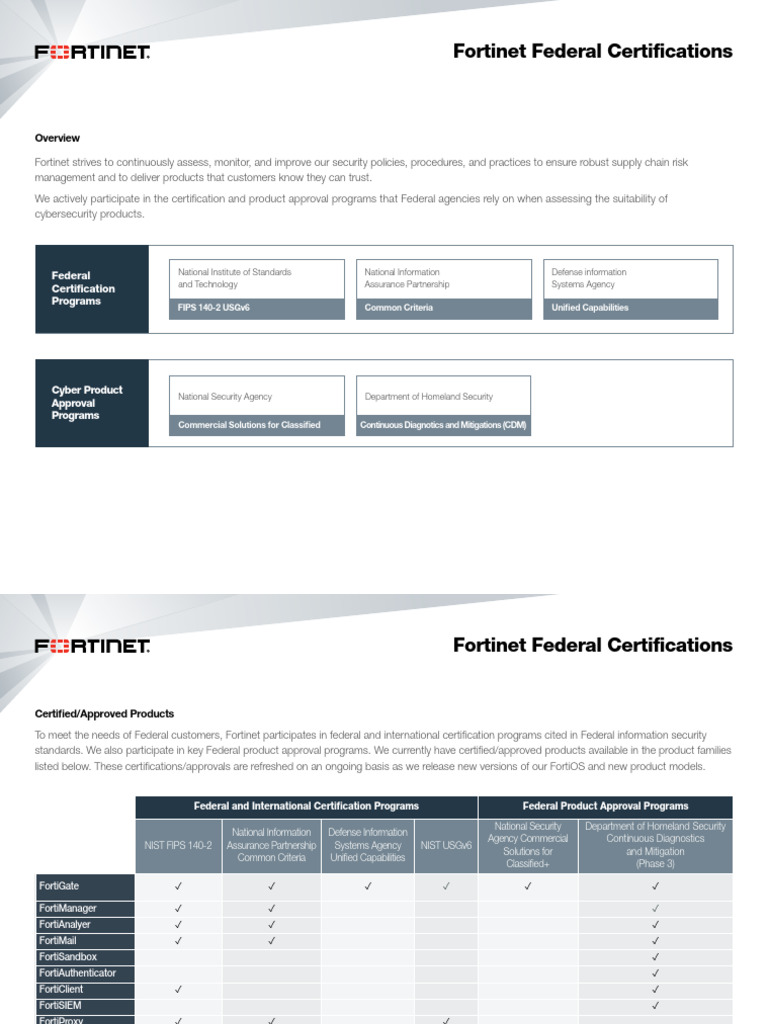 Fortinet Federal Certifications | PDF | Computer Security | Security
