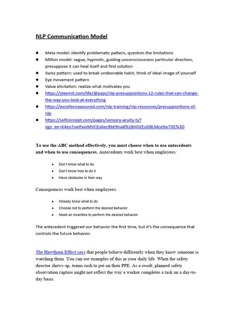 Nlp Communication Model Pdf