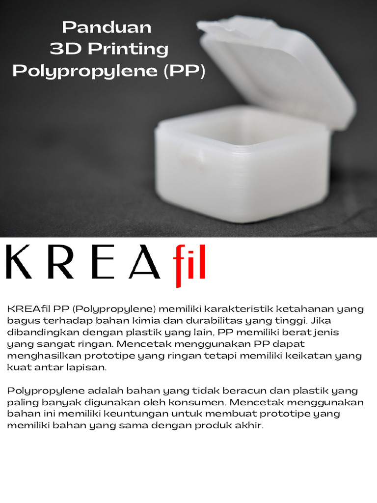 Panduan 3D Printing Polypropylene (PP) | PDF