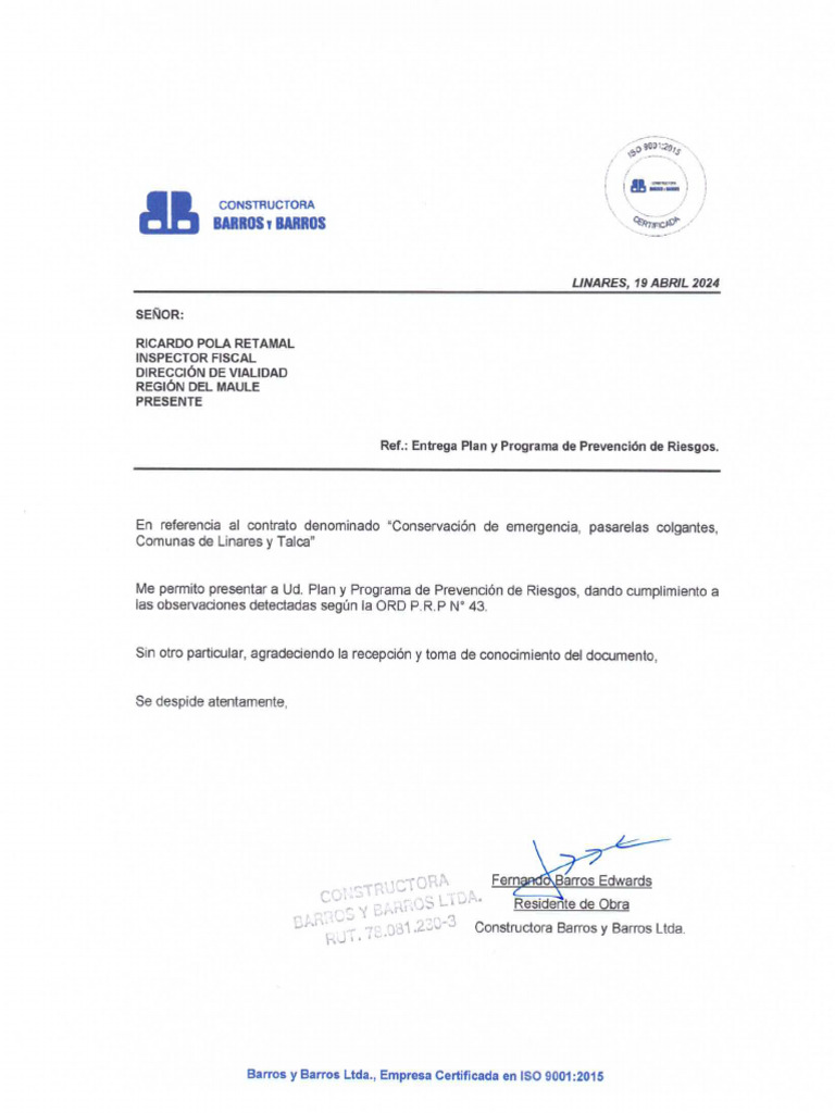 Carta y Plan y Programa. Pasarelas. | PDF