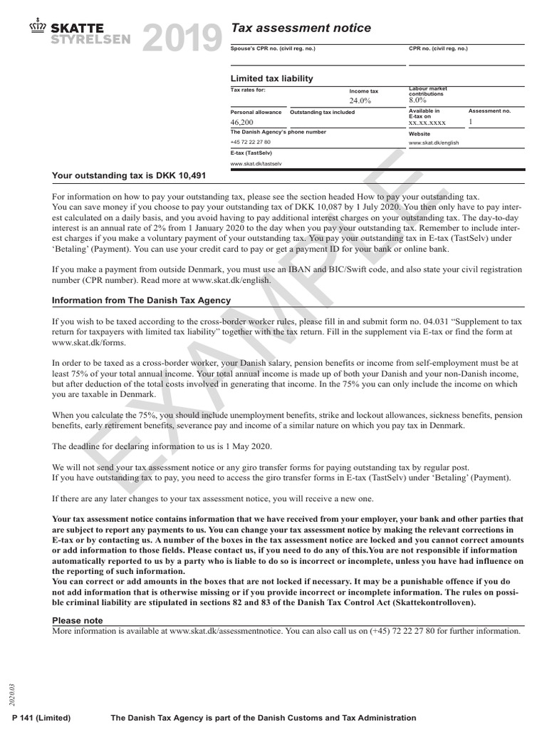 Tax - Assessment - Notice - Limited - Outstanding Tax - 2019 | PDF ...