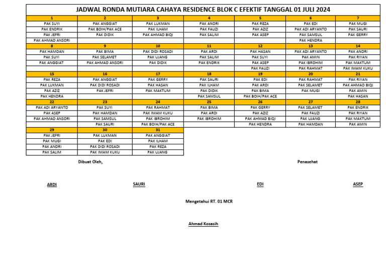 Jadwal Ronda Juli 2024 | PDF