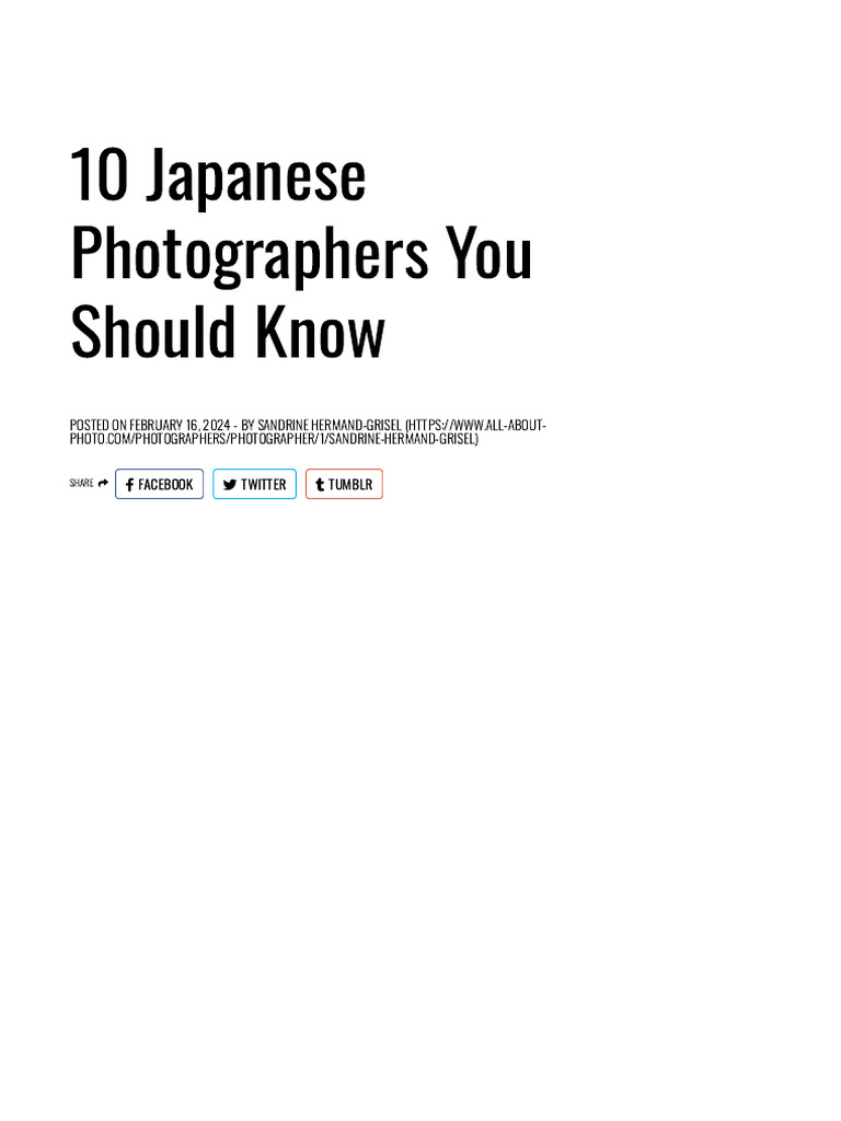 10 Japanese Photographers You Should Know - Photo Article | PDF ...