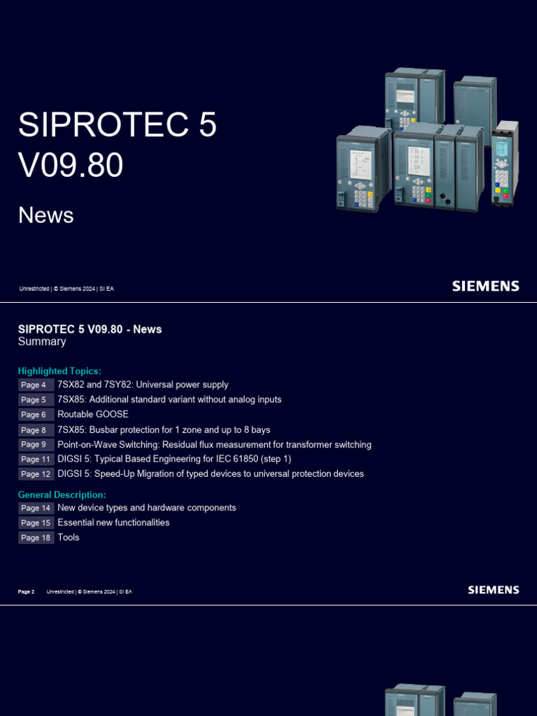 Webinar Presentation SIPROTEC 5 V09.80 - News | PDF | Power Supply ...