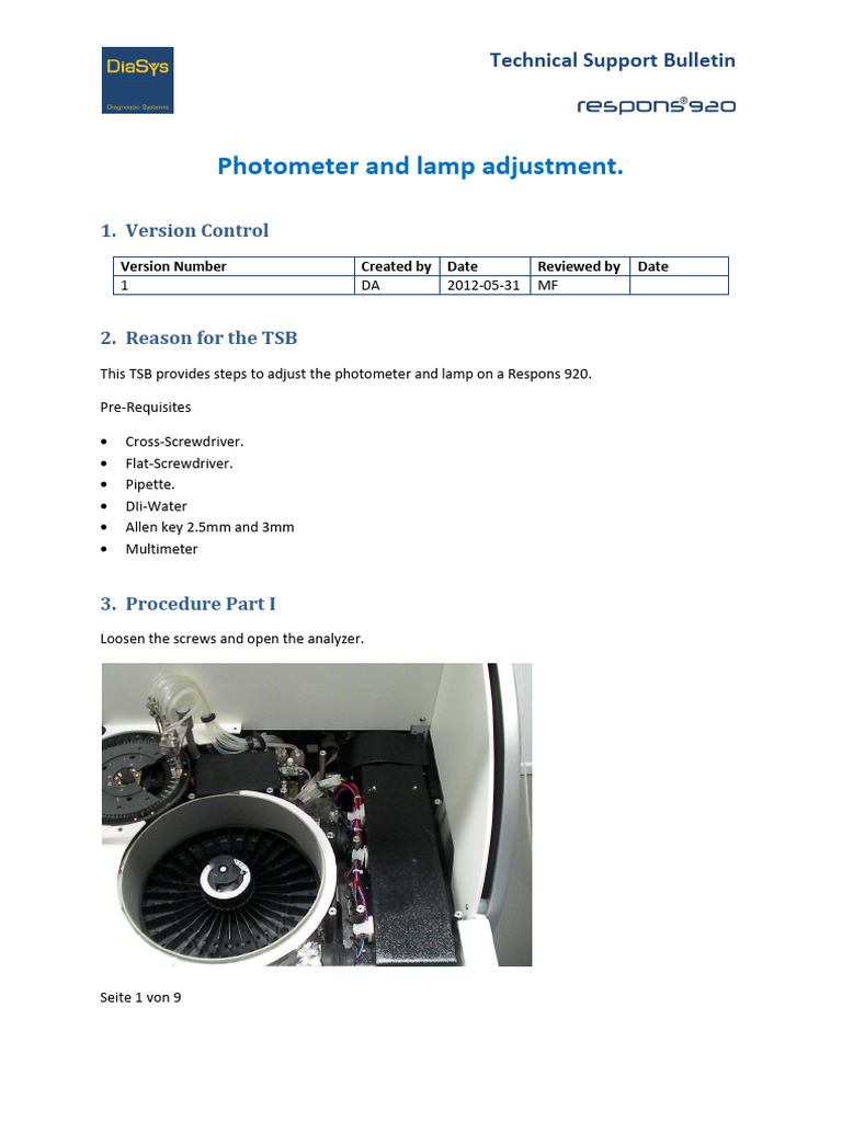 TSB - Photometer and Lamp Adjustment | PDF | Electronics | Equipment