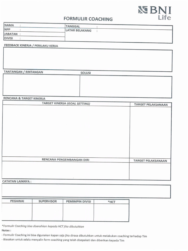 Formulir Coaching | PDF