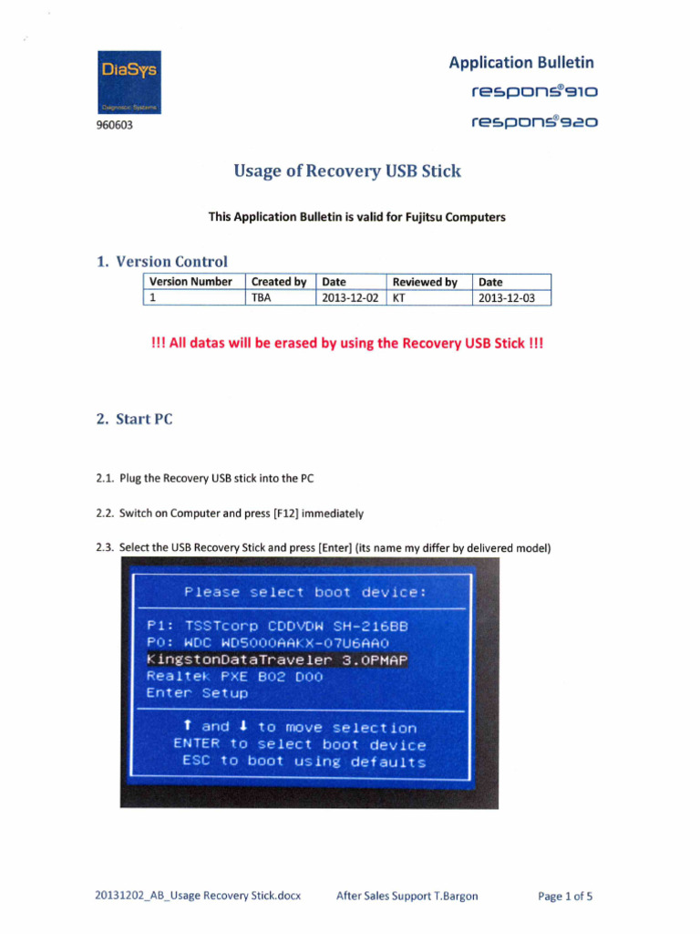 Respons 920 Recovery | PDF