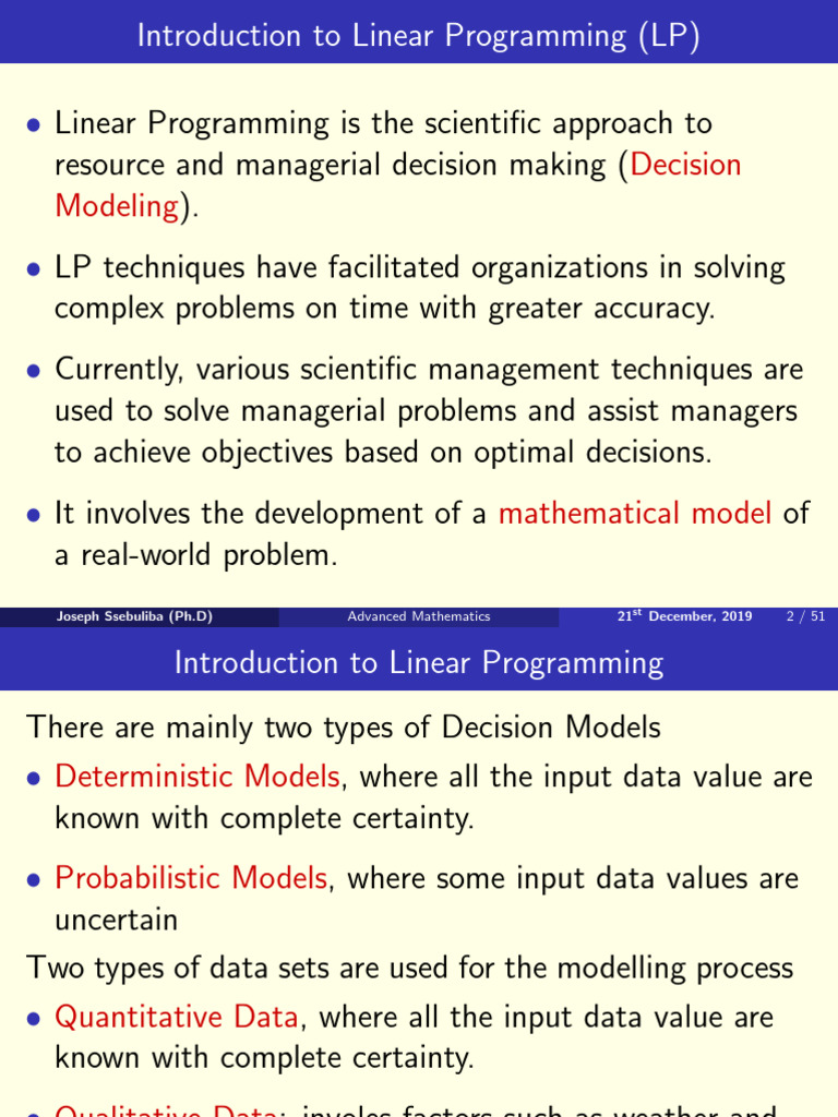 LP Notes | PDF | Linear Programming | Applied Mathematics