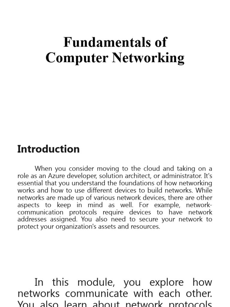 Fundamentals of Computer Networking | PDF | Computer Network | Wide Area Network