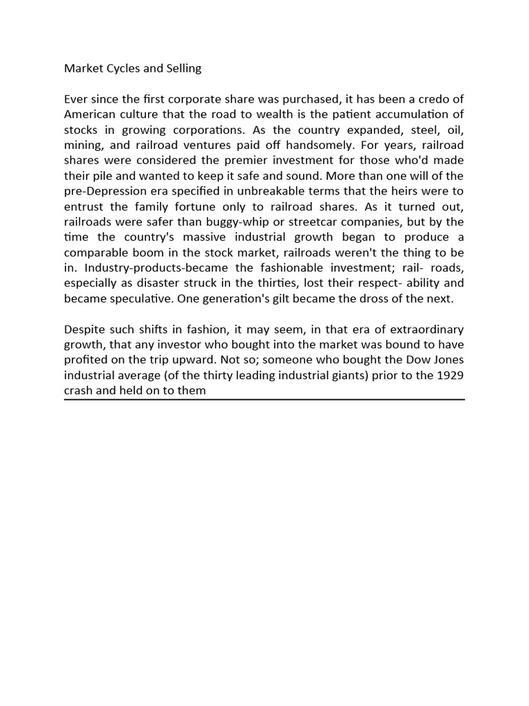 Understanding Market Cycles in Investing | PDF | Stocks | Investing