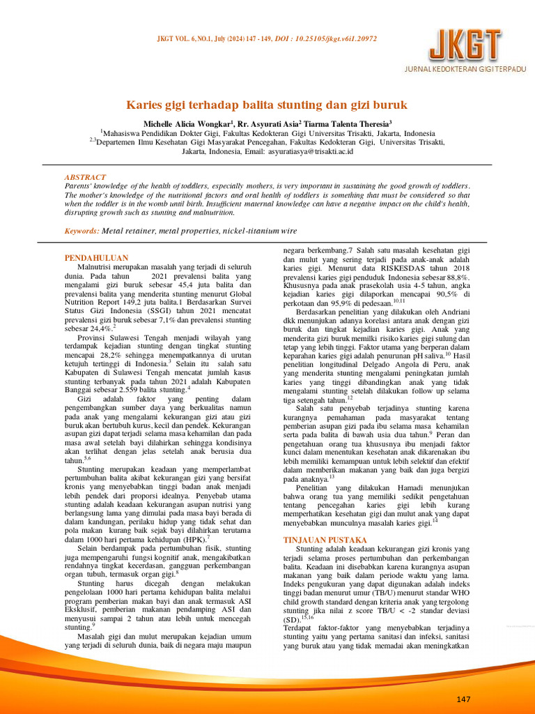 Karies Gigi Terhadap Stunting Dan Gizi Buruk | PDF