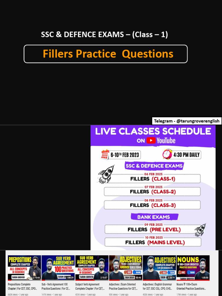 Fillers - Class - 1 (SSC DEFENCE) | PDF
