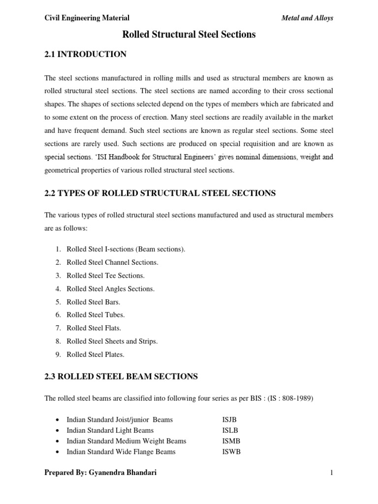 Rolled Structural Steel Sections | PDF | Beam (Structure) | Truss