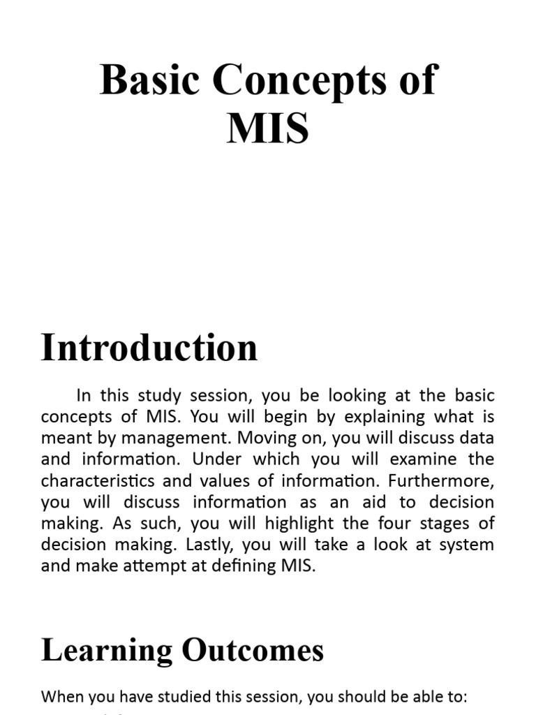 Basic Concepts of MIS | PDF | System | Information
