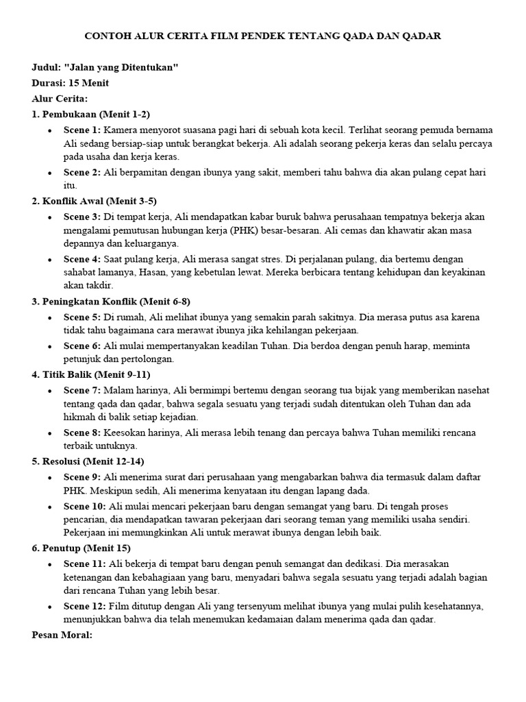 Alur Cerita Film Pendek Qada dan Qadar | PDF