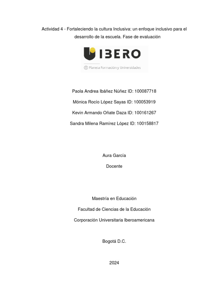 Actividad 4 Fortaleciendo La Cultura Inclusiva Un Enfoque Inclusivo ...