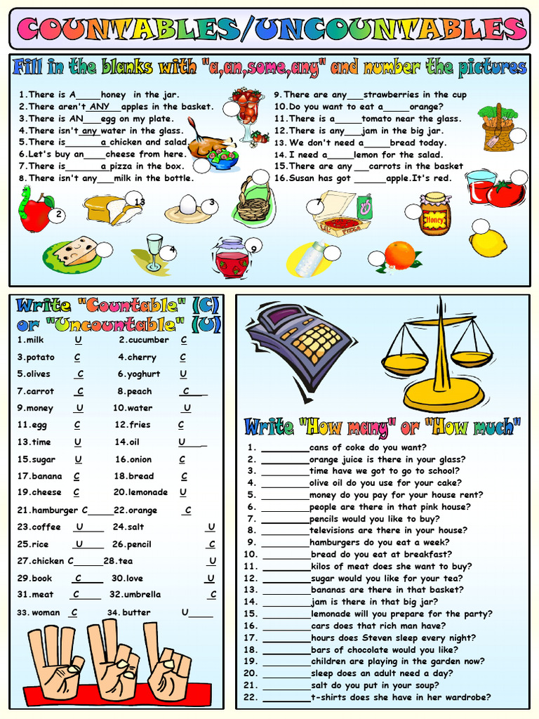 Countables and Uncountables Practice | PDF | Foods | Cooking