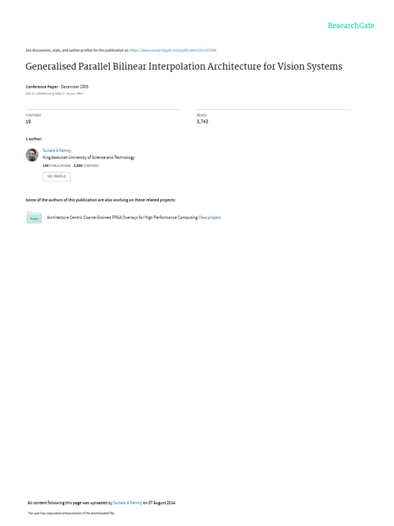 Generalised Parallel Bilinear Interpolation Archit | PDF | Field ...