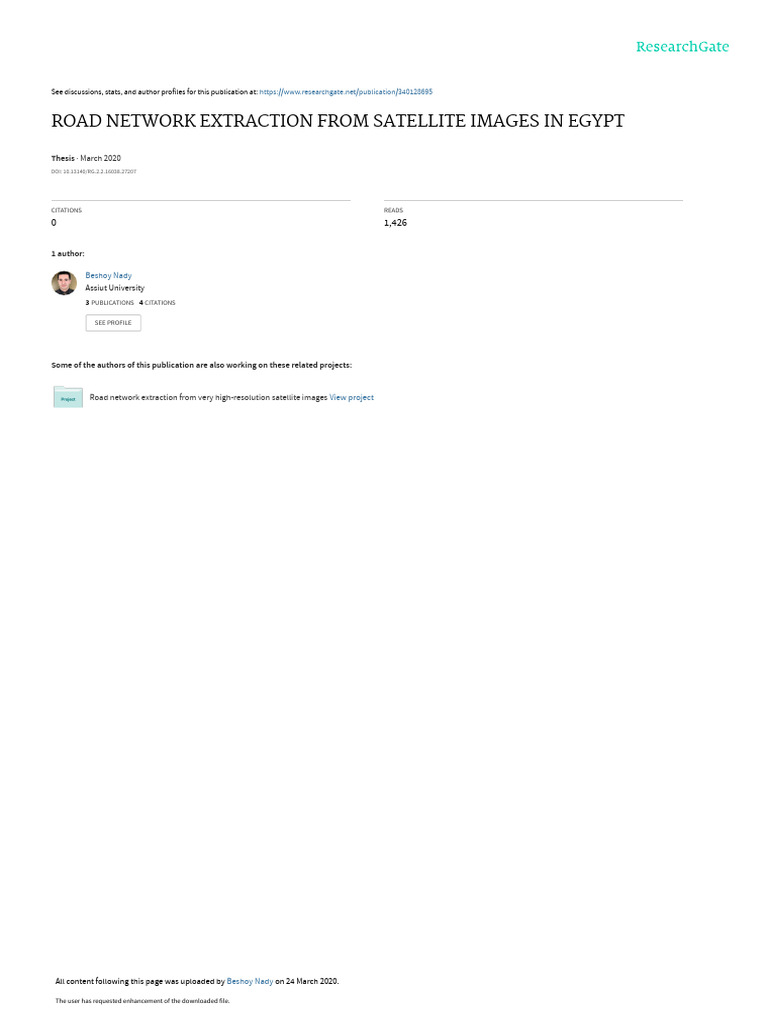 Road Network Extraction From Satellite Images In Egypt Pdf Imaging Computer Vision