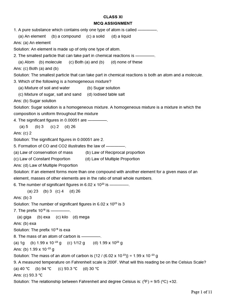 wws mcq2 of class xi-1 | PDF | Redox | Neutron