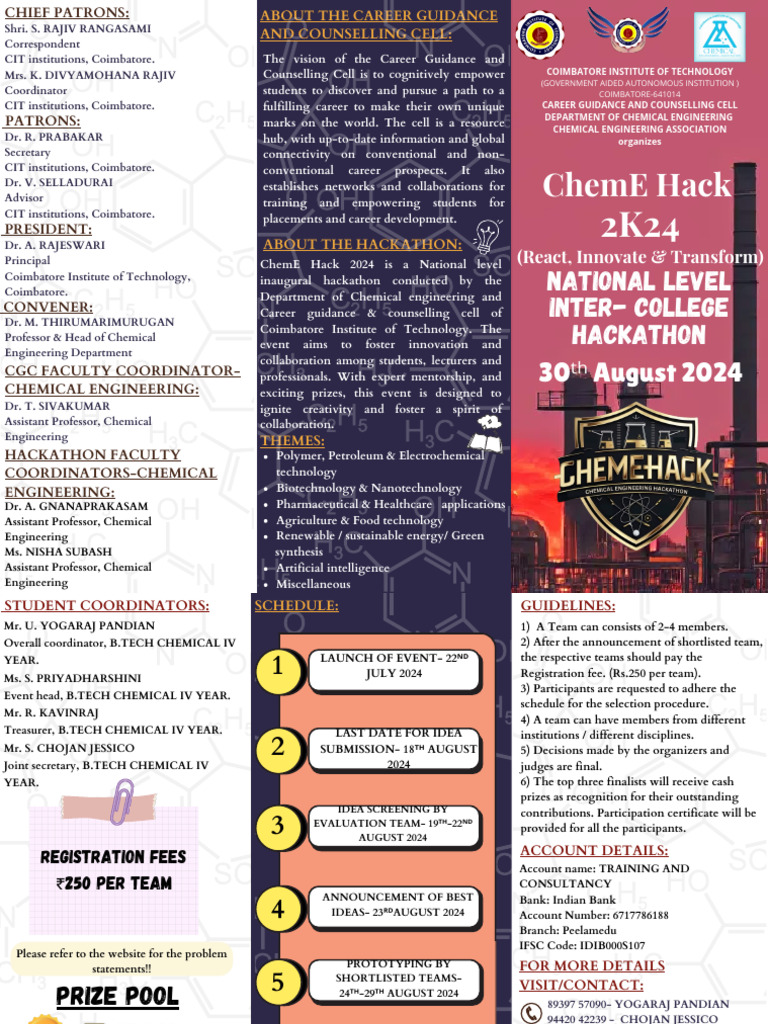 ChemE Hack 2k24 Brochure | PDF | Engineering
