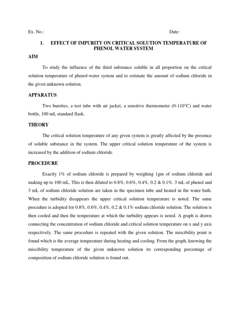 23CH321 - Physical Chemistry Laboratory - Manual | PDF | Solubility | Sodium Chloride