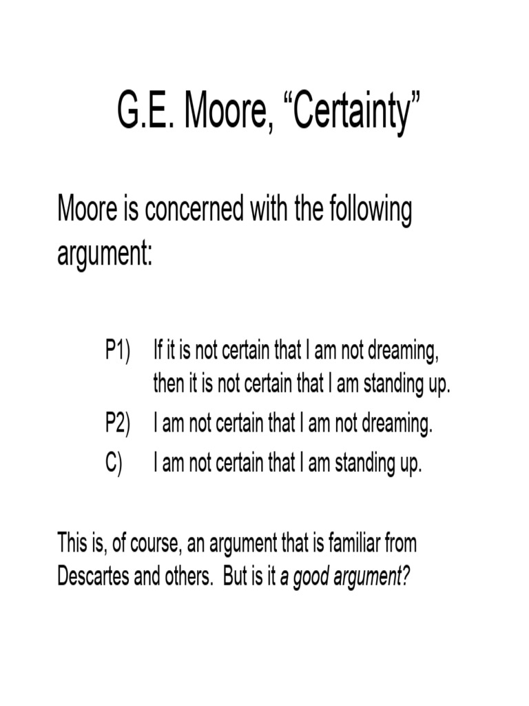 Moore Certainty | PDF | Knowledge | Argument