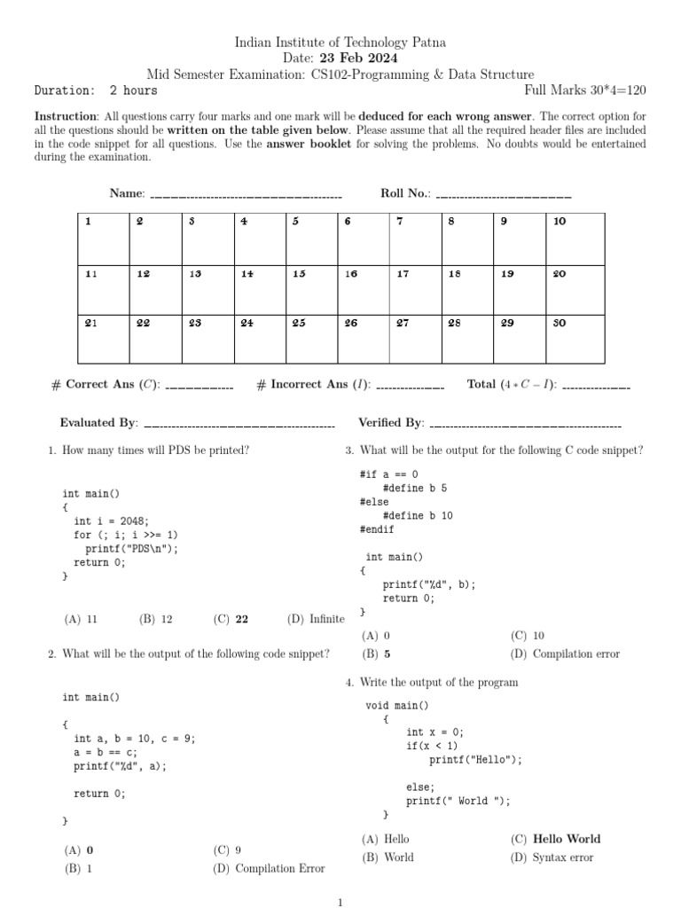 Spring 2024 CS102 Soln | PDF | Integer (Computer Science) | Software ...