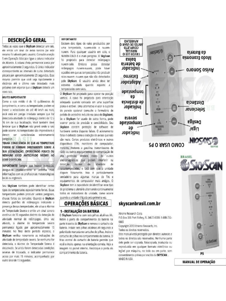 Manual SKYSCAN Severe Thunderstorm PT 3 | PDF